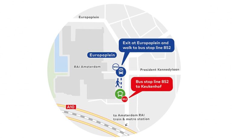 Keukenhof Express Bus 852 (Qbuzz) from Europaplein RAI Amsterdam ...